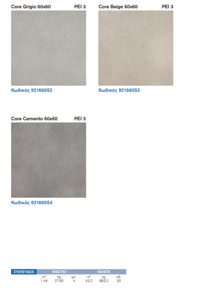 ΠΛΑΚΑΚΙΑ :: Πλακάκι Δαπέδου CORE 60X60/Σειρά CORE - Καλογηρόπουλος Είδη ...